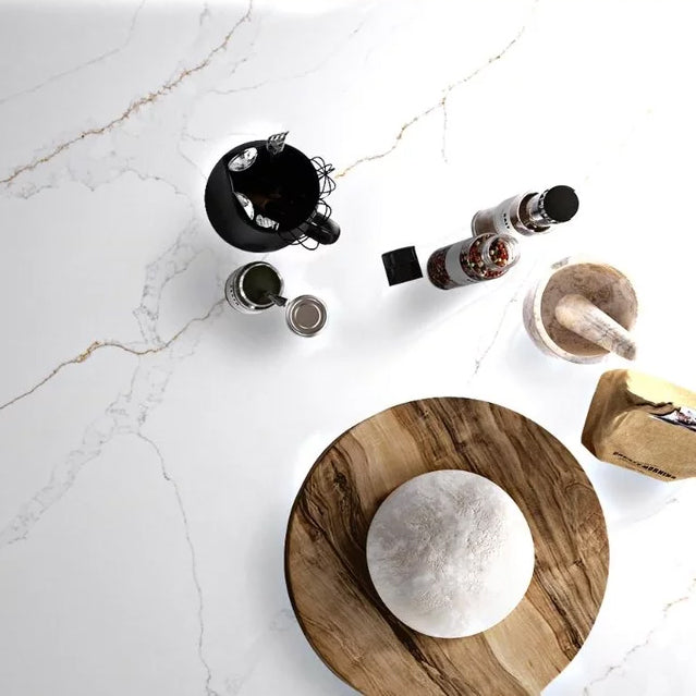 Raphael Stone RQ09910 Calacatta Romano 126" x 63" Polished Quartz Slab ...