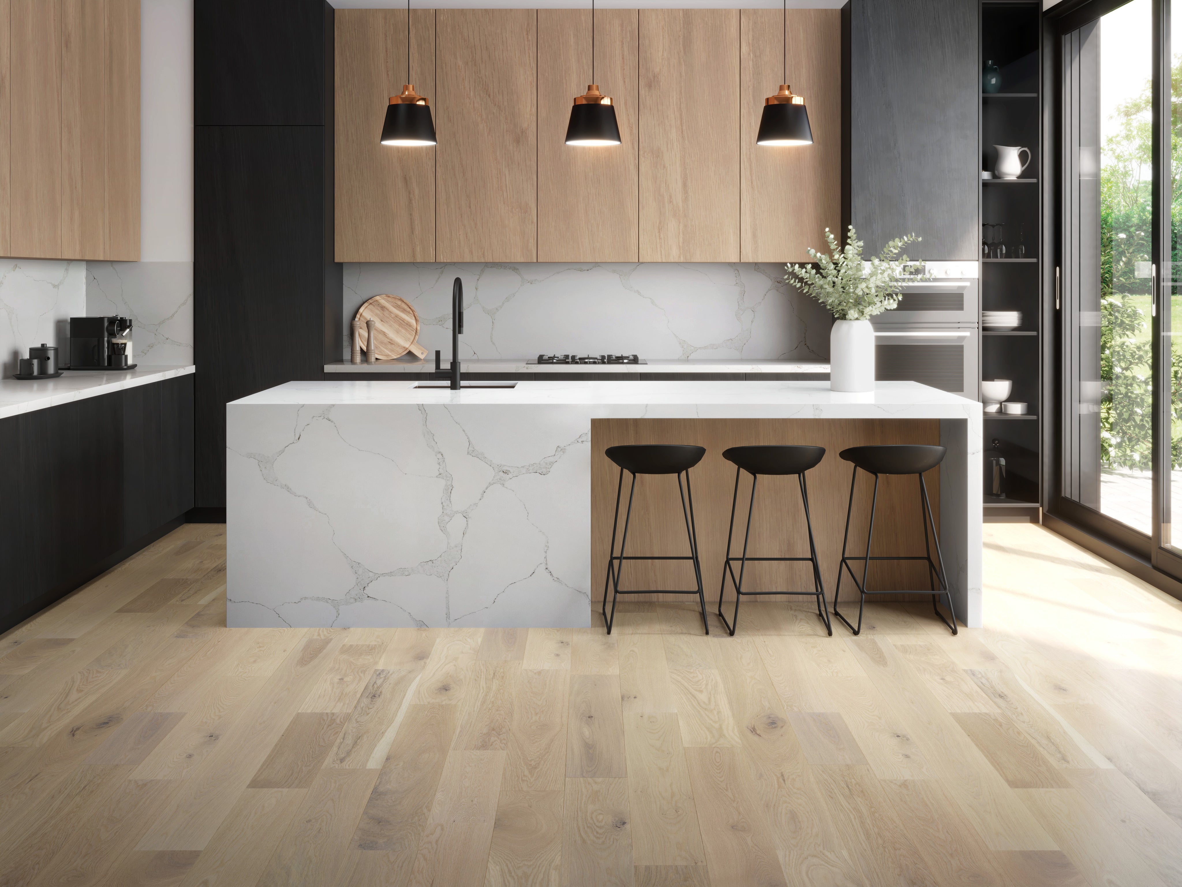 HanStone Calacatta Mont 130" x 65" x 2 cm" Polished Quartz Slab – GALA ...