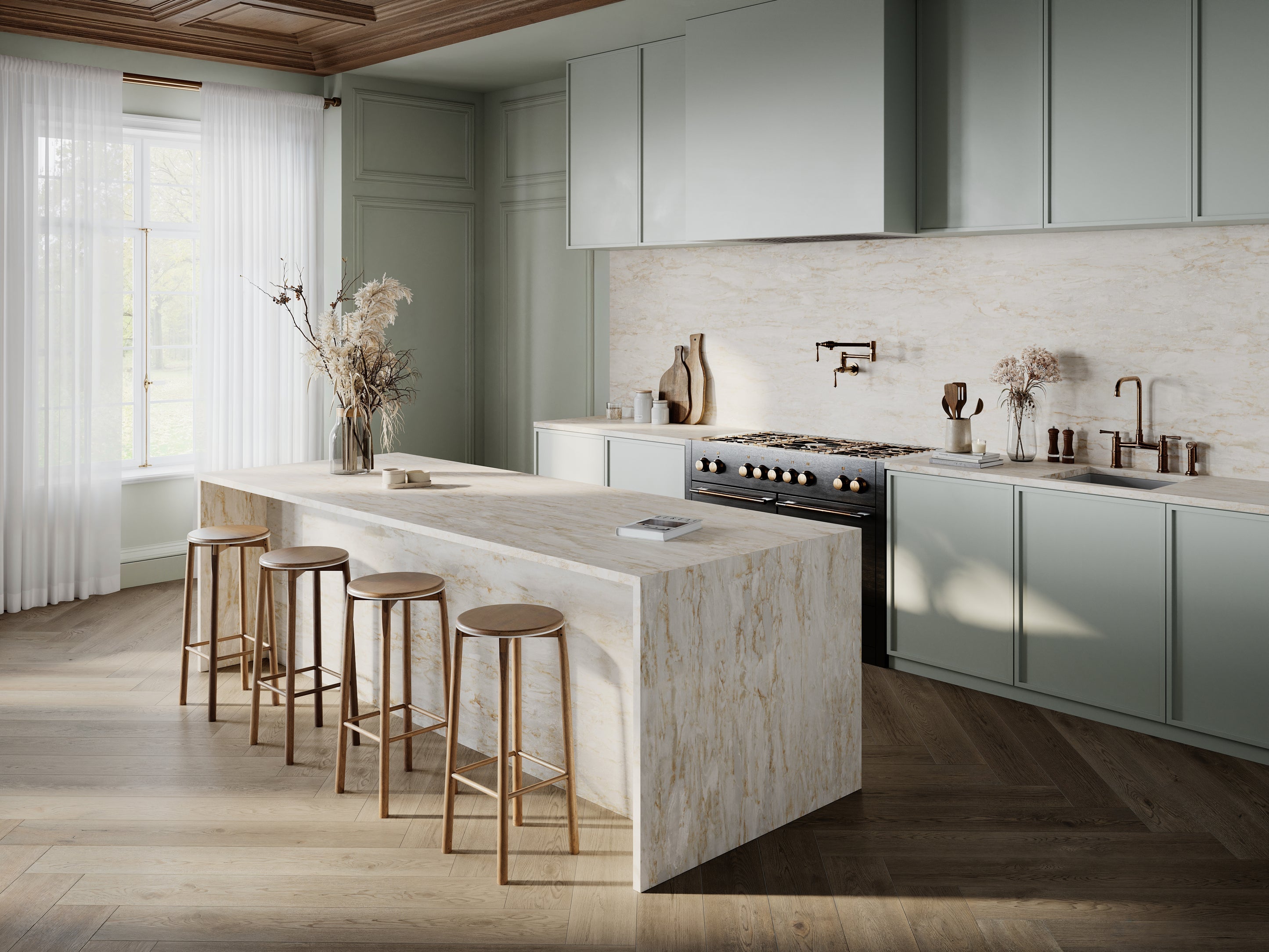 HanStone Tahitian Cream 130" x 65" x 2 cm" Polished Quartz Slab – GALA ...